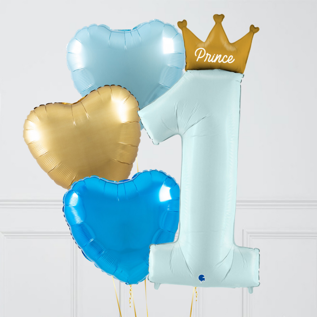 Shop Number 1 Crown Blue First Birthday Balloon Package - Joballoons.ie