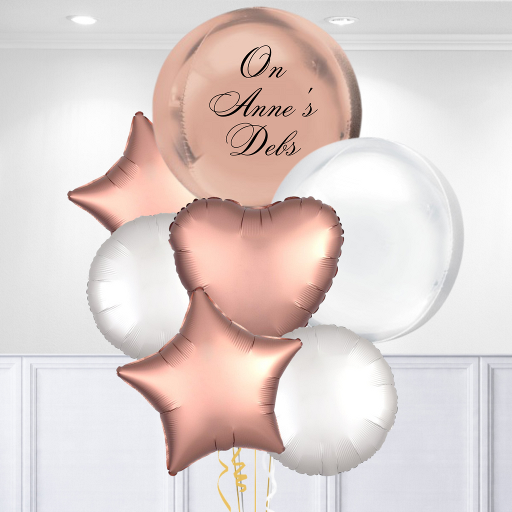 Rose Gold Debs Personalised Giant Inflated Balloon Bunch – Joballoons.ie