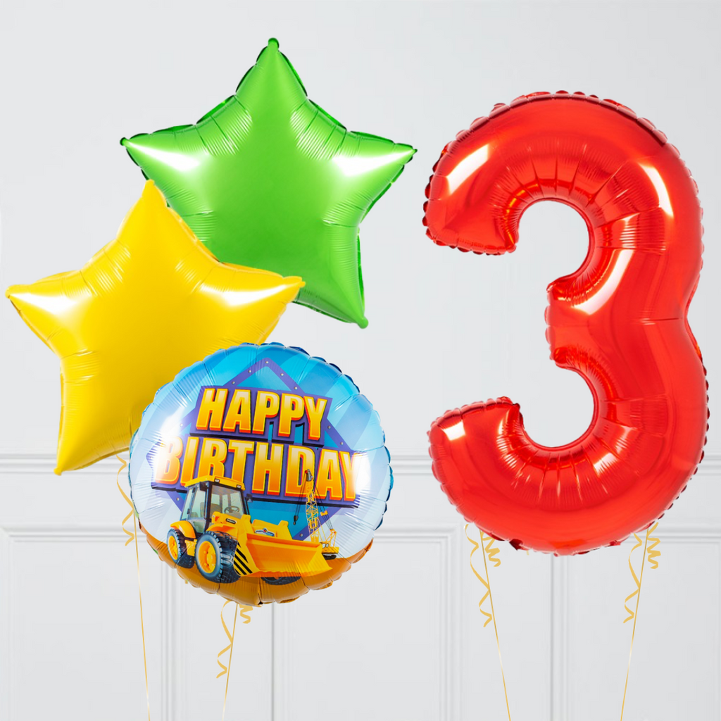 Inflated Digger Birthday Balloon Number (One Number) – Joballoons.ie