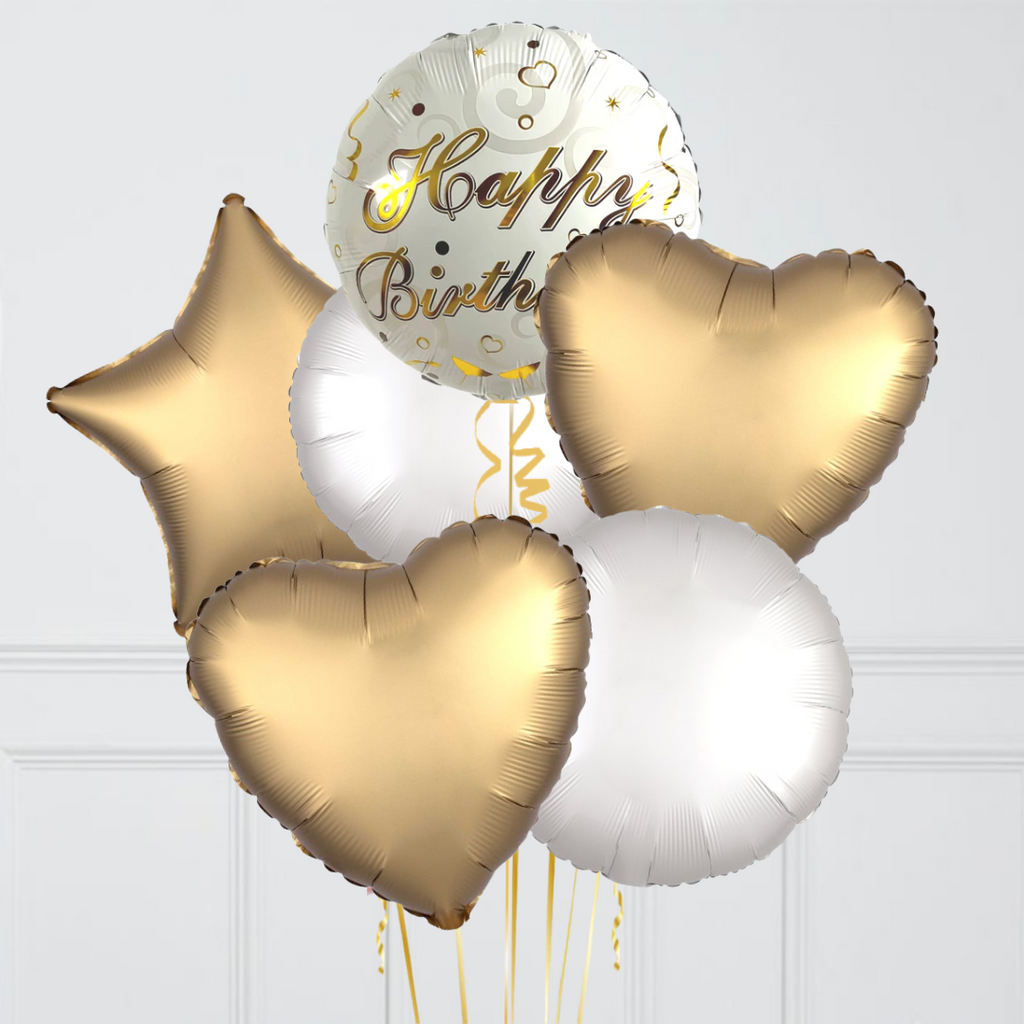 Happy Birthday Classy Gold Foil Balloon Bouquet – Joballoons.ie